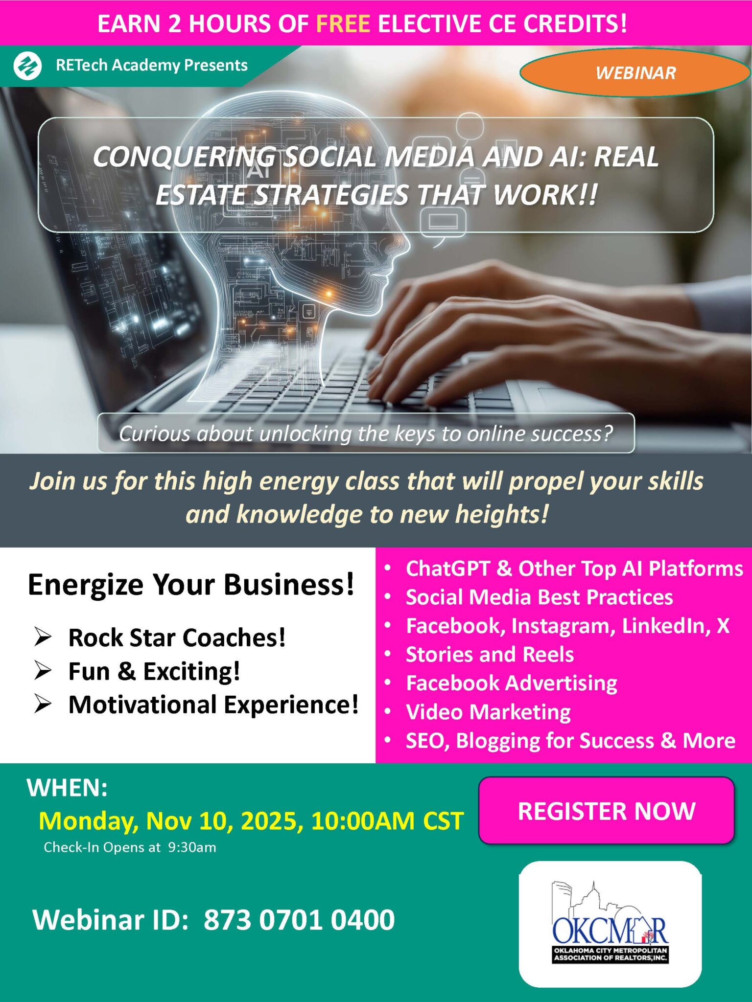 Webinar CE: Conquering Social Media & AI – Real Estate Strategies That Work! – OKCMAR